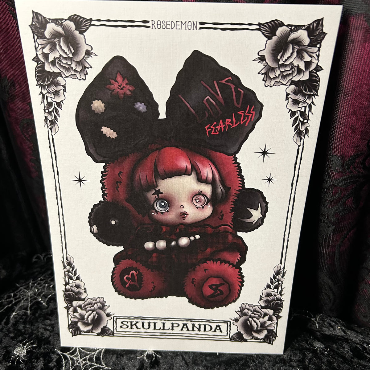 Skullpanda A4 Print - Art By Rose Demon – Deluxe Creations and Designs
