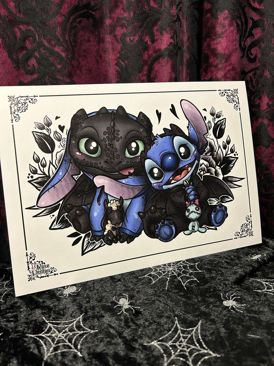 Toothless & Stitch A4 Print - Art By Rose Demon – Deluxe Creations and ...