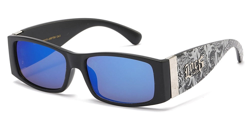 Locs Graffiti Print - Sunglasses - Blue Lens – Deluxe Creations and Designs